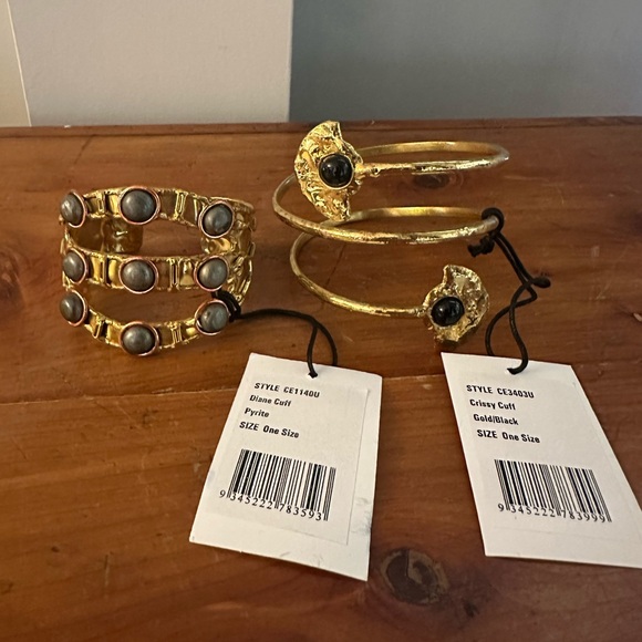 From St. Xavier | Jewelry | Gold And Black Spiral And Stacked Bracelet ...